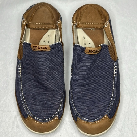 CROCS | Shoes | Crocs Mens Walu Slip On Loafer Blue With Tan 1 | Poshmark